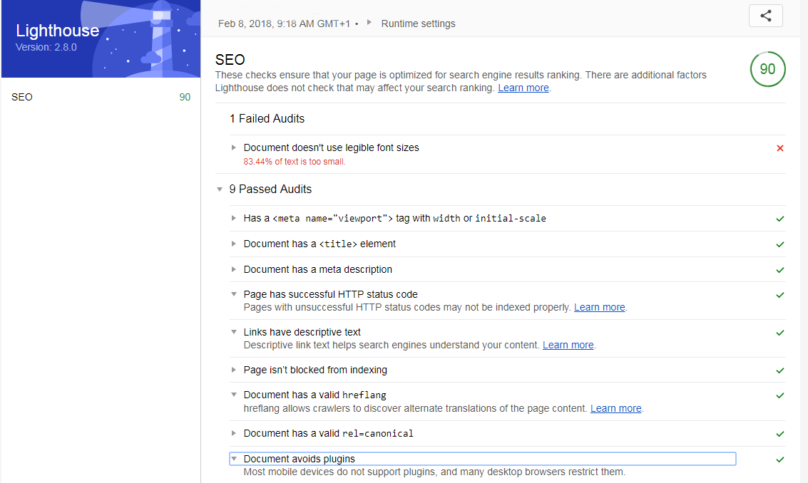 Wtyczka Lighthouse Google Chrome – podstawowy audyt i analiza SEO serwisu od Google - Blog Artefakt